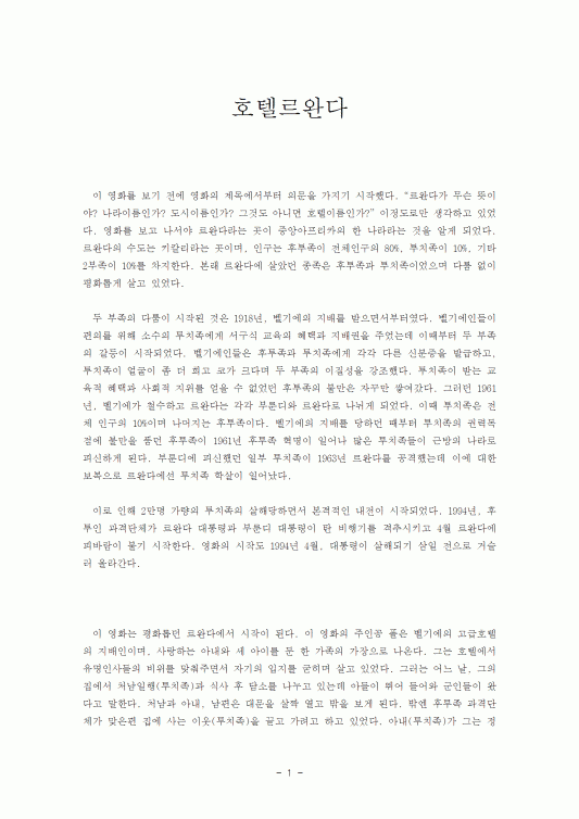 호텔르완다 레포트 자료