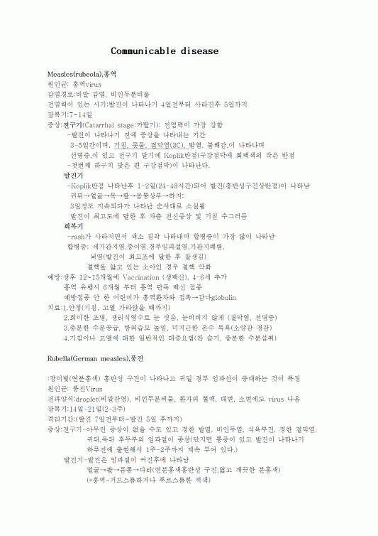 전염성 질환 레포트 자료