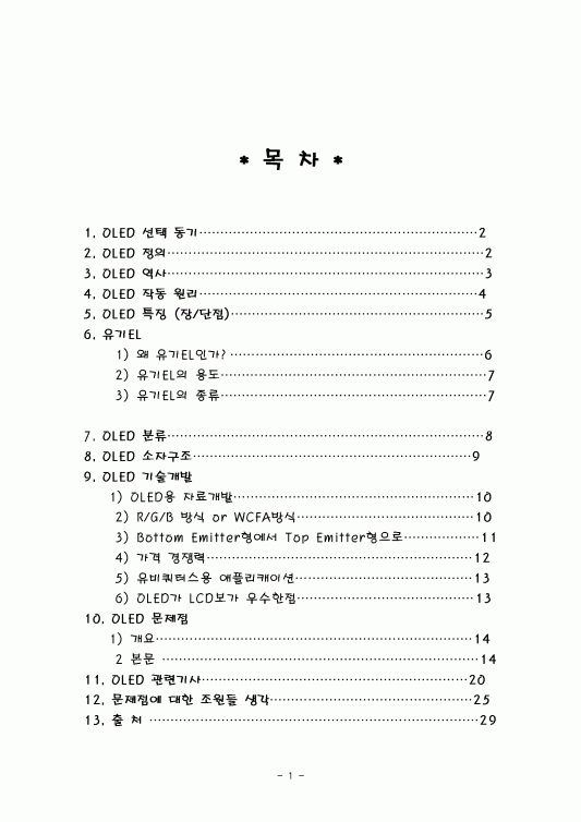 OLED의 특징 및 관련 기술과, 현 기술의 문제점 및 그 해결 대안에 대하여(Term Project)