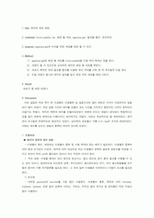 배지에 세포 배양