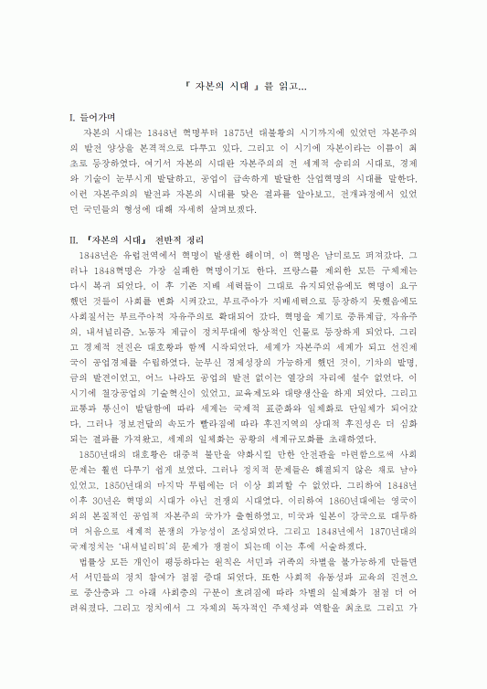 (독후감)자본의 시대