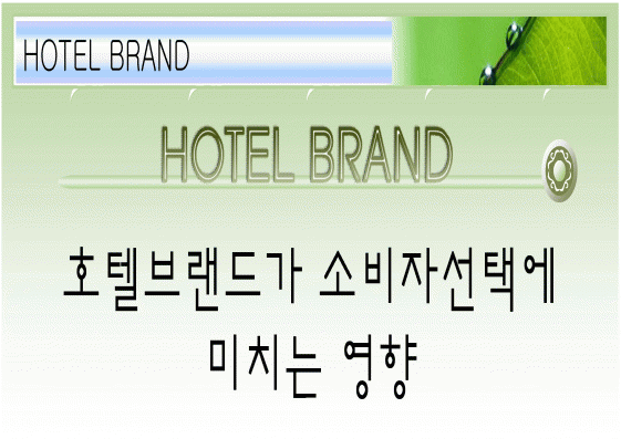 호텔브랜드가 소비자선택에 미치는 영향