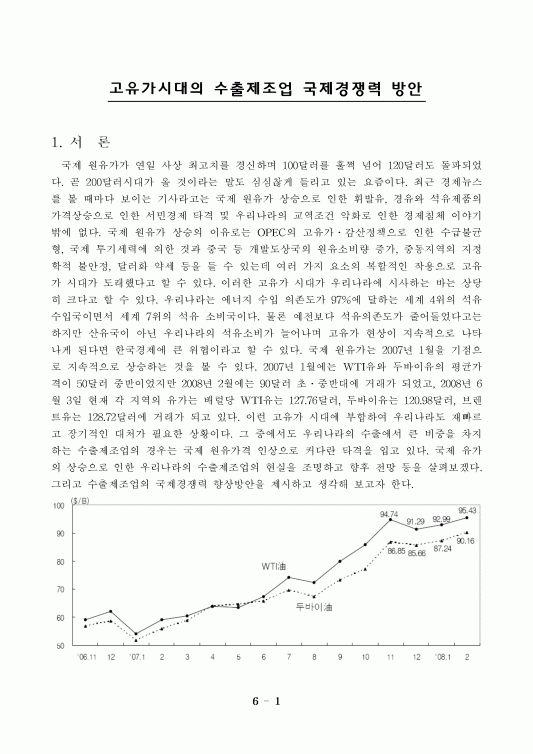 고유가시대의 수출제조업 국제경쟁력 방안