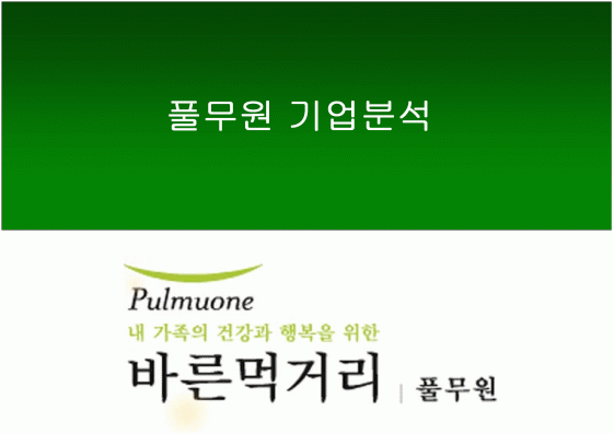 풀무원 기업재무관리 분석