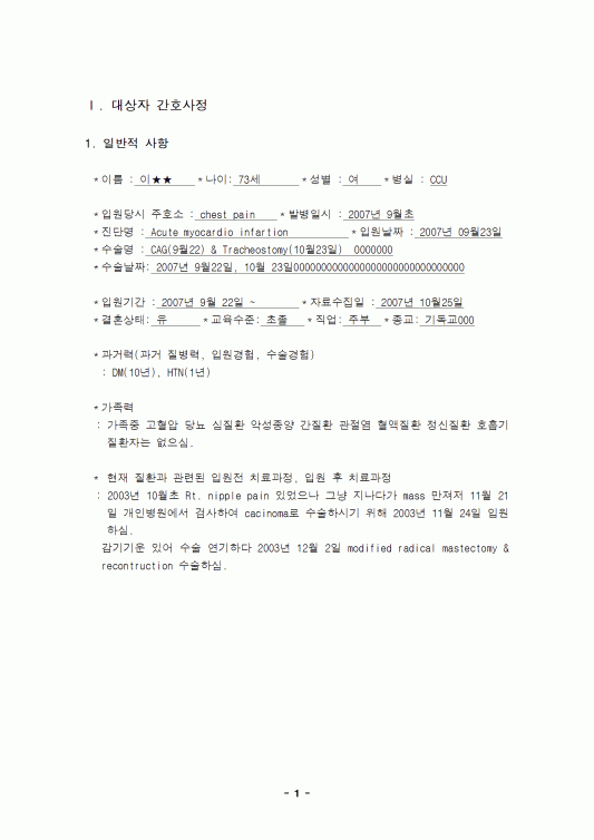 유방암 문헌고찰, 간호과정