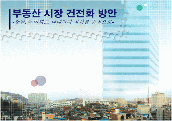 부동산 시장 건전화 방안-강남.북 아파트 매매가격 차이를 중심으로-