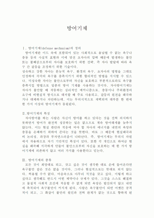 방어기제(defense mechanism)의 정의
