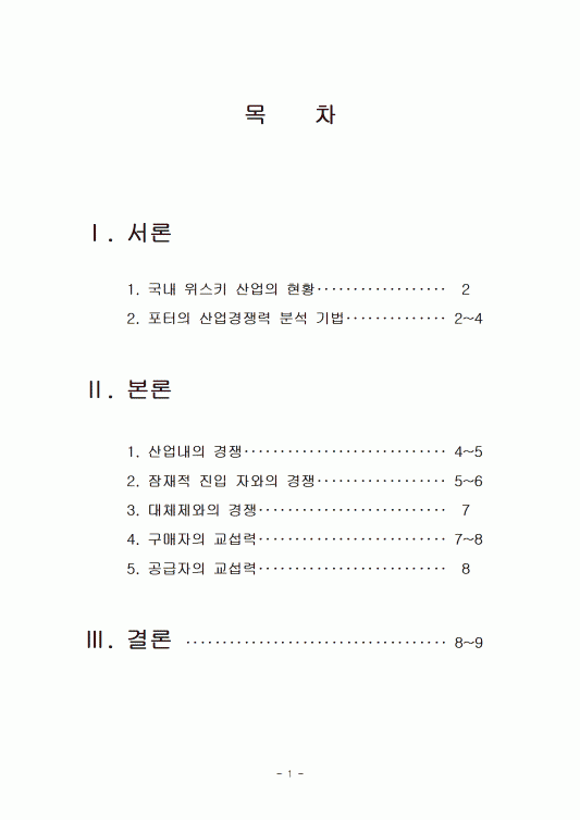 [경영학원론]포터의 산업경쟁력 분석기법을 통한 국내 위스키산업 분석