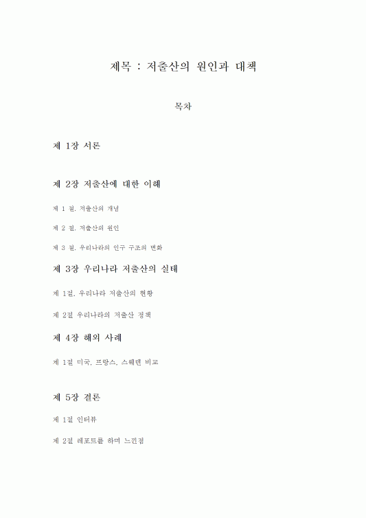 저출산의 원인과 대책 과제