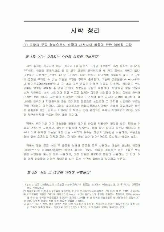 시학 요약본 레포트 자료
