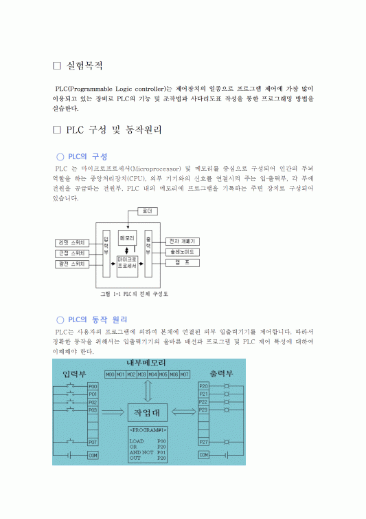 plc 실습 레포트 자료