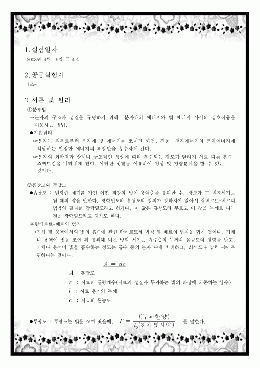 아스피린 분석