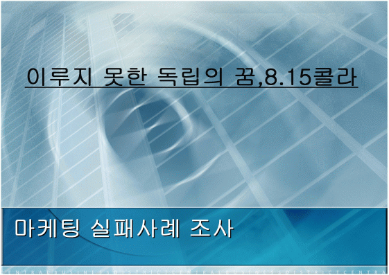 815콜라의 마케팅실패사례분석
