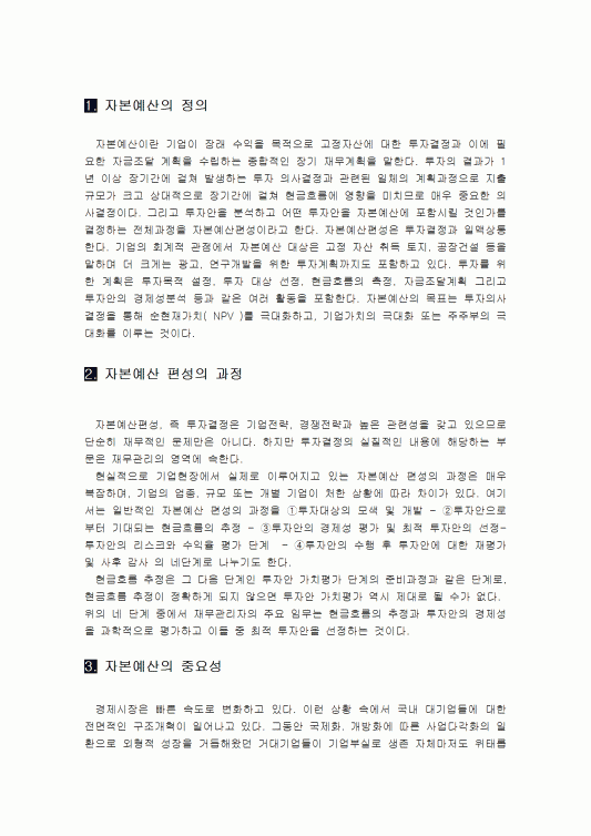 자본예산 레포트 자료