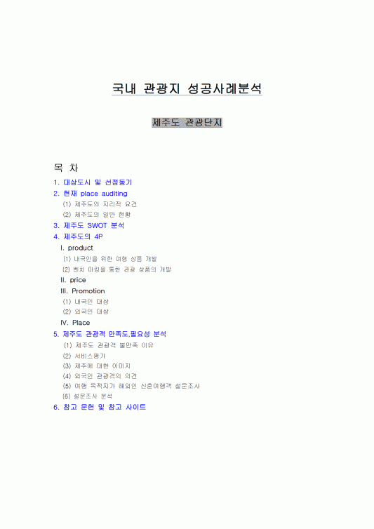 제주도의 마케팅분석