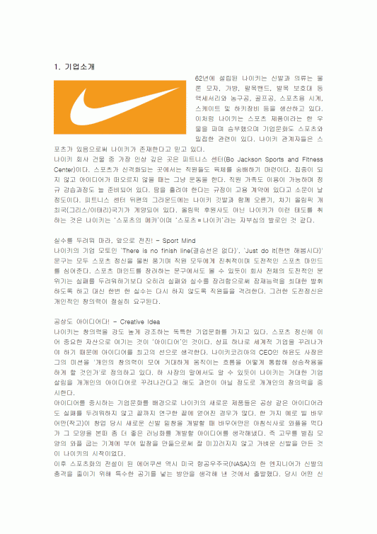 다국적기업 나이키(NIKE)의 국제경영 성공사례