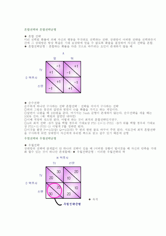 게임이론에 관한 분석자료