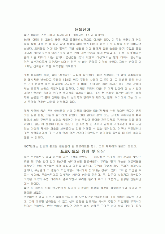 칼 융에 대해 레포트 자료