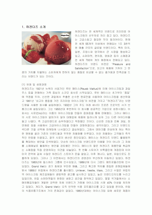 프리미엄 아이스크림 하겐다즈(Haagen-Dazs)의 마케팅전략