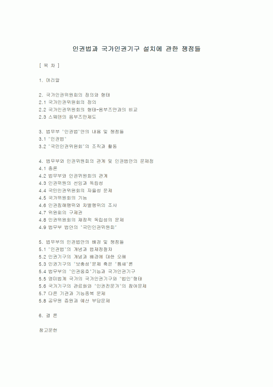 [인권기구]인권법과 국가인권기구 설치에 관한 쟁점들