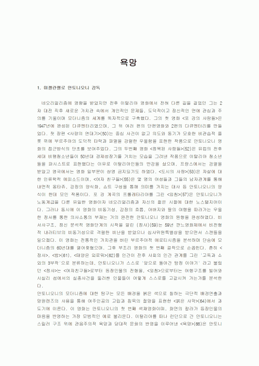 미켈란젤로 안토니오니 감독 욕망