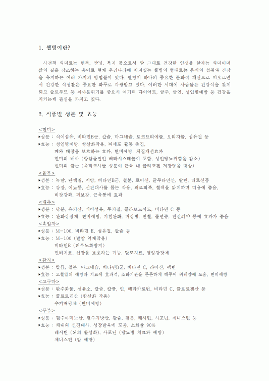 영양과 건강을 위한 웰빙음식 (감상문)