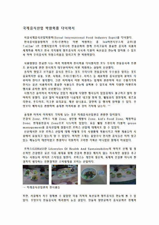 음식 박람회 레포트 자료