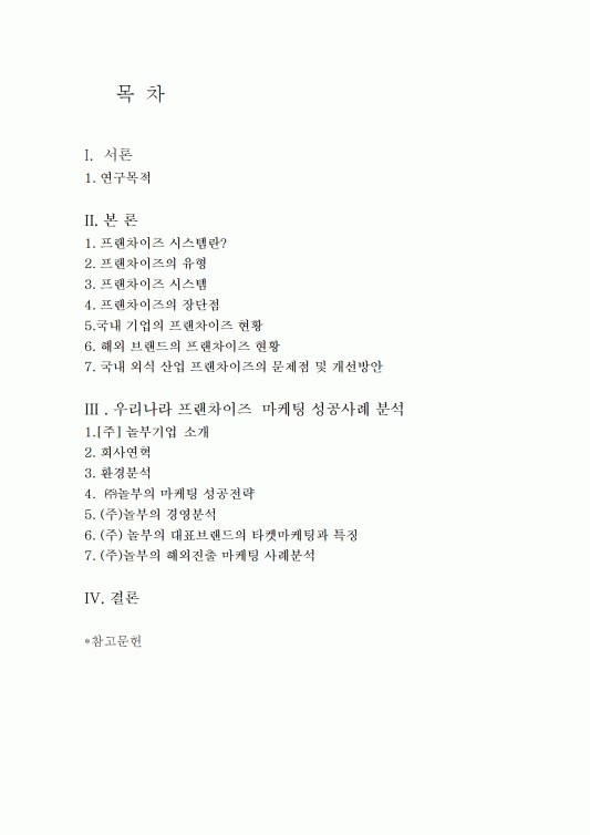 프랜차이즈의 이해와 성공사례기업(놀부)의 마케팅 전략과성공요인분석