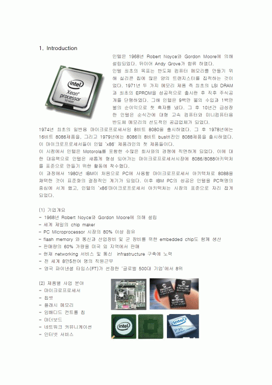 혁신기업 인텔(Intel)의 성공 및 최신전략