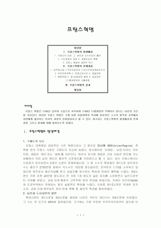 프랑스혁명의 발생배경