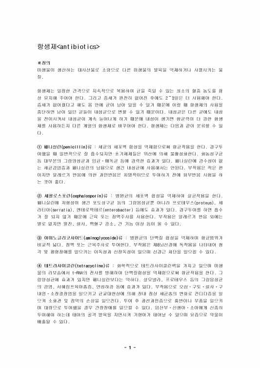 항생제, 제산제, 항고혈압약, 당뇨약, 이뇨제