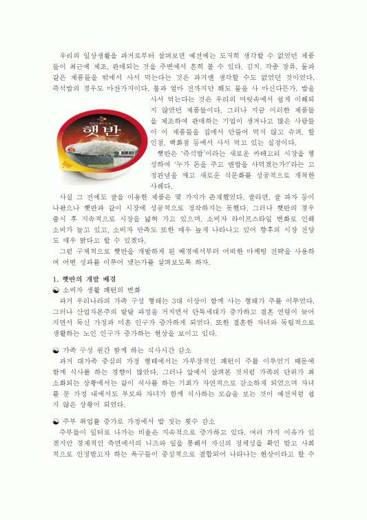 마케팅 성공사례(햇반)