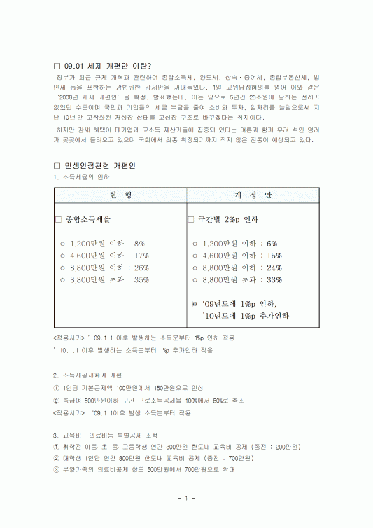 09.01 세제 개편안