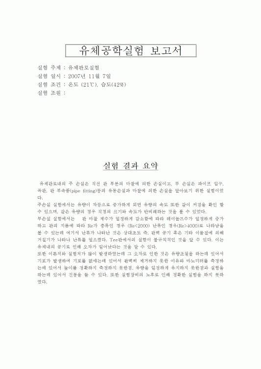 유체관로 실험