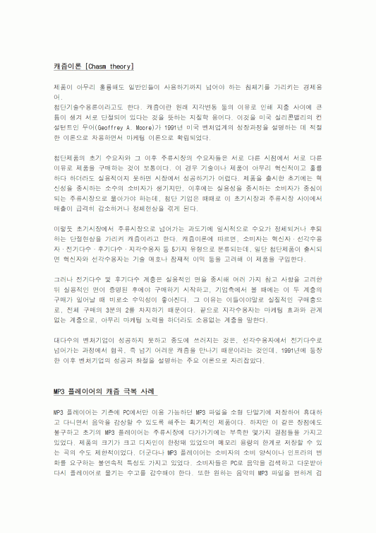 캐즘이론 레포트 자료