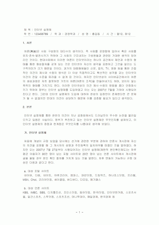 [인터넷] 인터넷 실명제