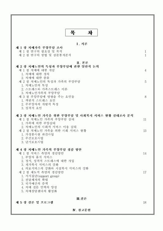치매노인가족의 현황과 문제점 및 해결방안
