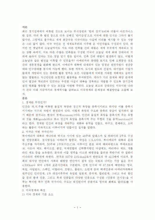 [인문과학] 미국의 경제