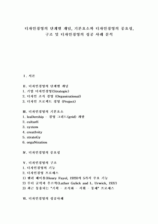 [디자인경영][디자인][디자이너][디자인경영 기본요소][디자인경영 성공 사례]디자인경영의 단계별 개념, 디자인경영의 기본요소와 디자인경영의 중요성, 디자인경영의 구조 및 디자인경영의 성공 사례 분석