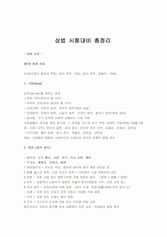 [상법요약, 상법시험, 상법] 상법 시험대비 총정리
