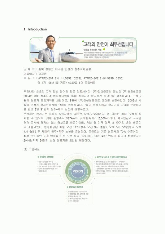 저가항공사 한성항공의 전략분석과 개선방안