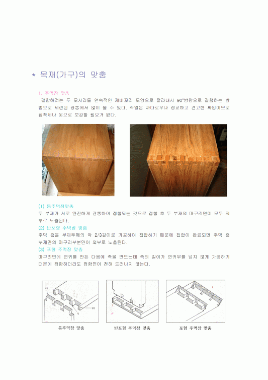 목재의 맞춤 레포트 자료