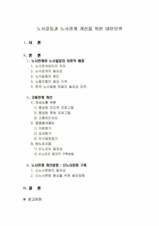 [조직행동론]노사갈등과 노사관계 개선을 위한 대안 모색