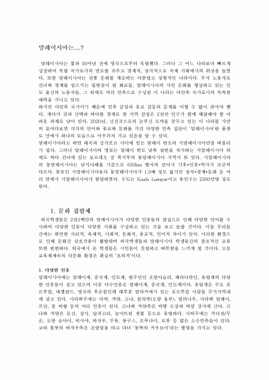 말레이시아의 다양한 문화