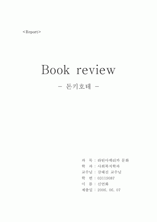 돈키호테 독후감.