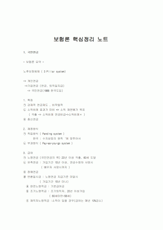 [보험론] 보험론 핵심정리 노트