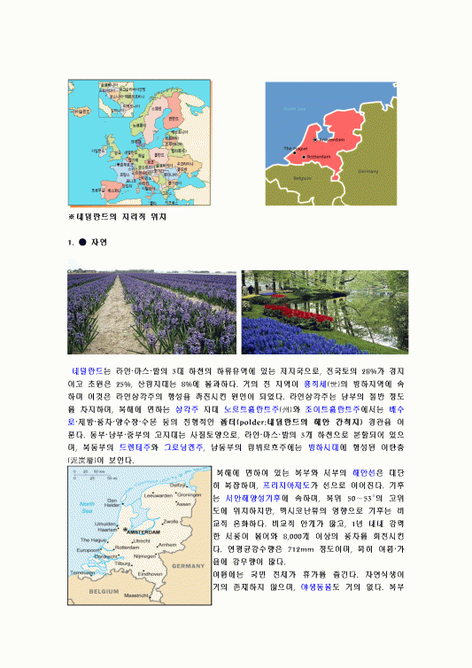 네더란드의 지형에 관한 조사