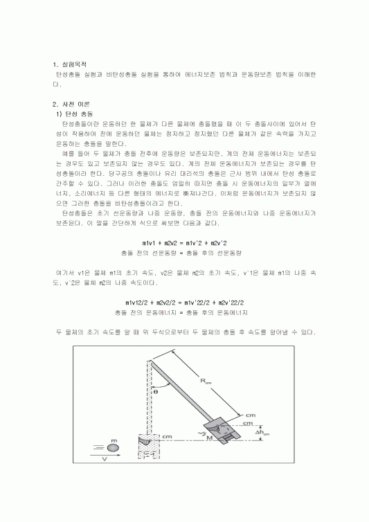 탄성및비탄성충돌실험보고서