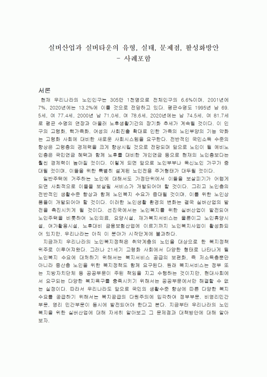 실버산업과 실버타운 유형, 실태, 문제점, 활성화 방안 -사례포함