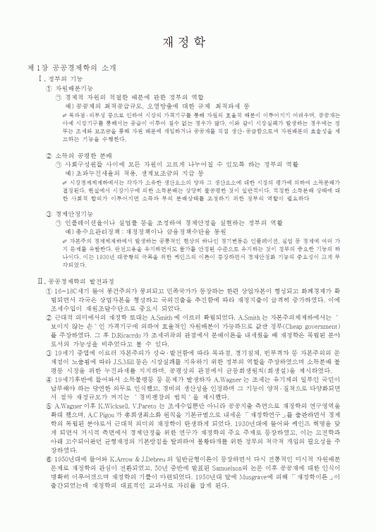 재정학 정리 레포트 자료
